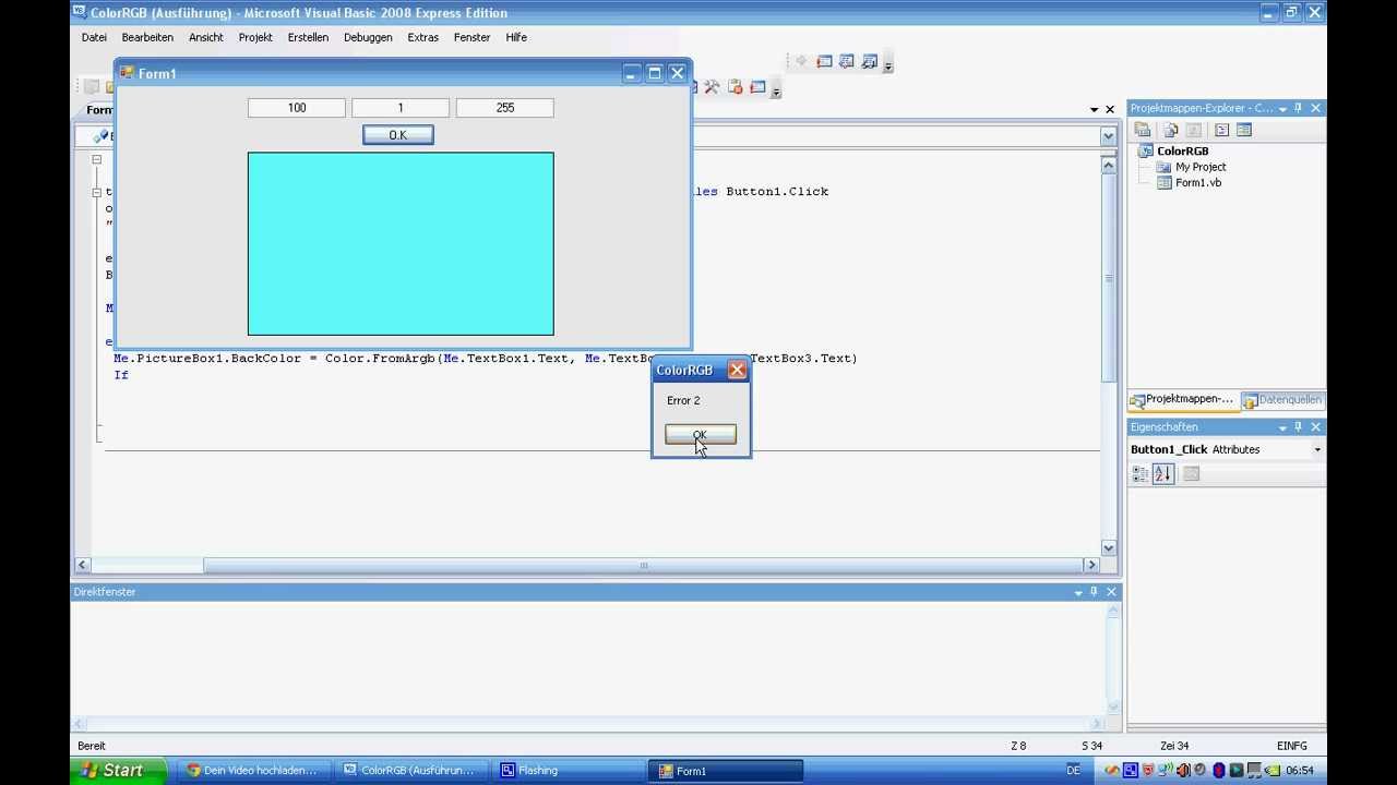 Visual Basic 2008 Color Rgb Youtube