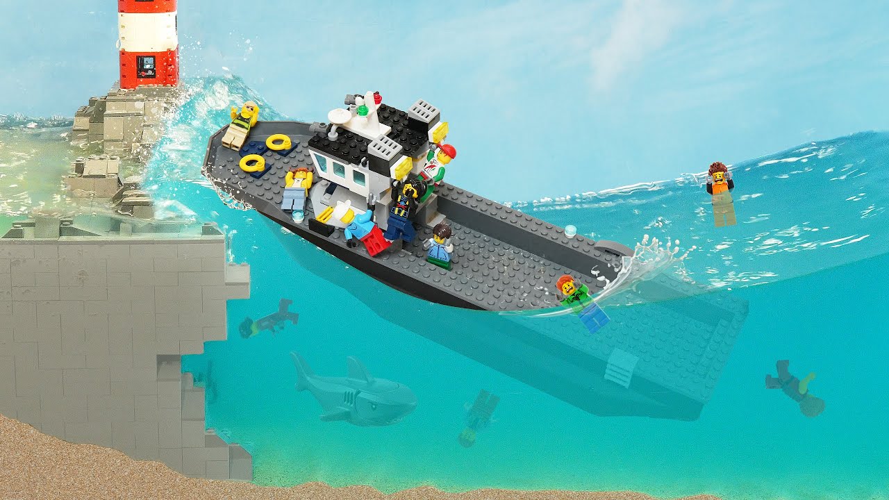 Sinking Lego Ships Wave Machine Vs Lego Boats Ship Wreck