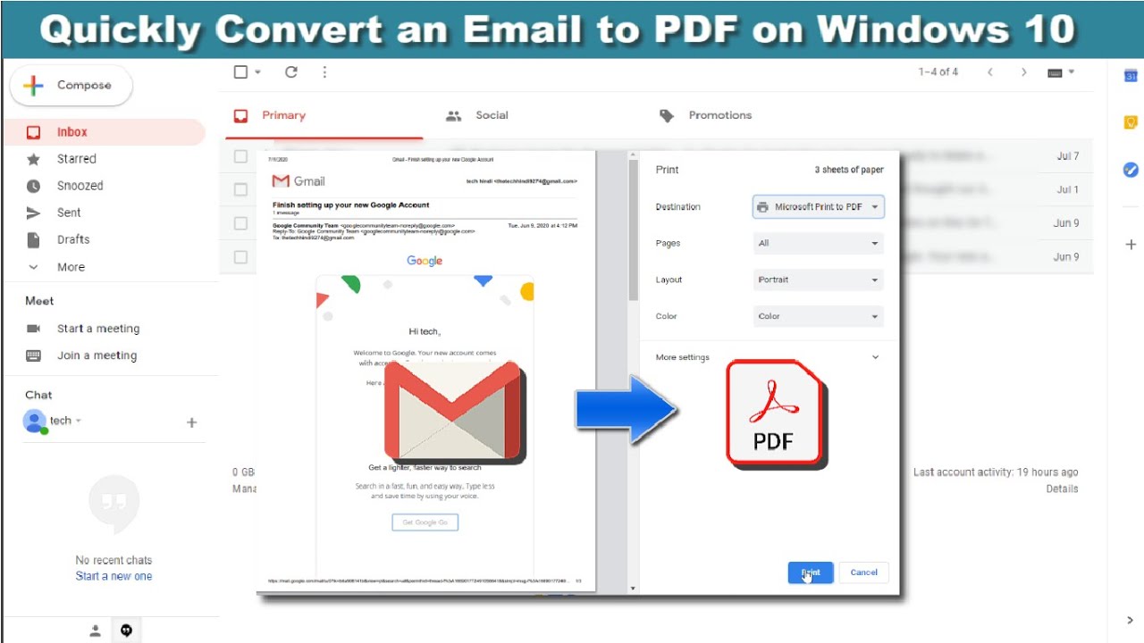 How To Convert An Email To Pdf On Windows 10 Youtube