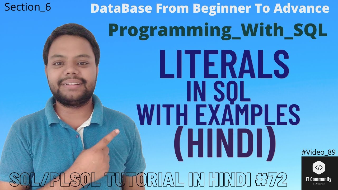 Literals In Sql What Is Literals In Sql Type Of Literals Youtube