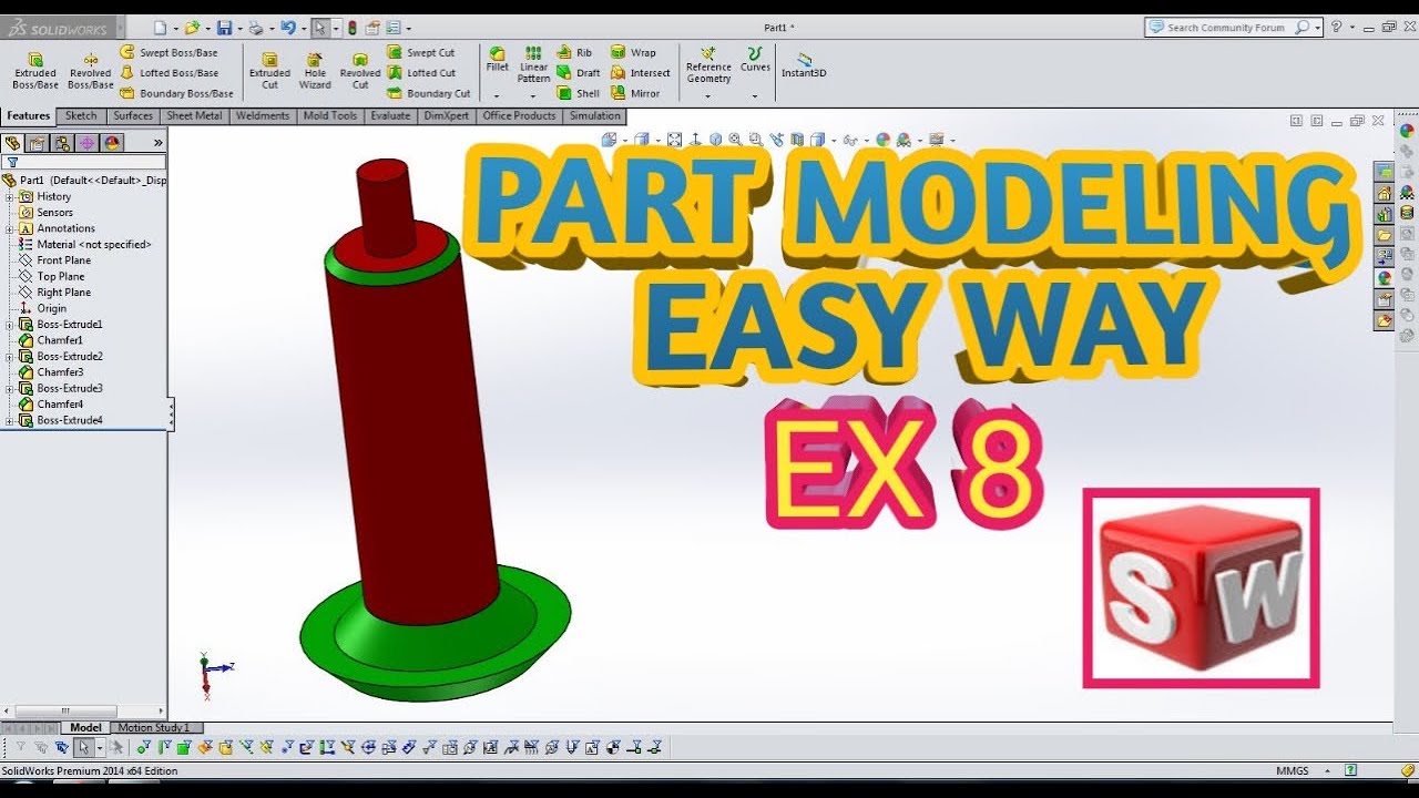 Solidworks Part Modeling Exercise 8 Youtube