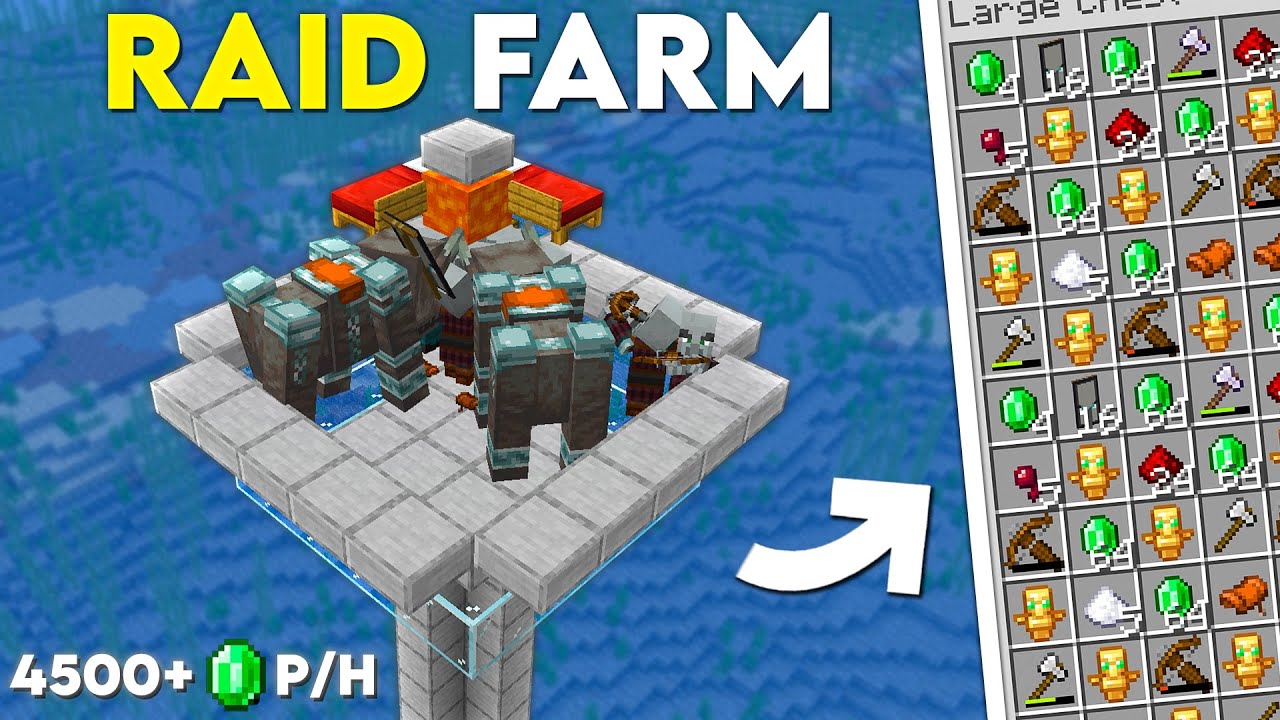 Easy 1 21 Raid Farm Minecraft 4500 Emerald Per Hour Simple Raid