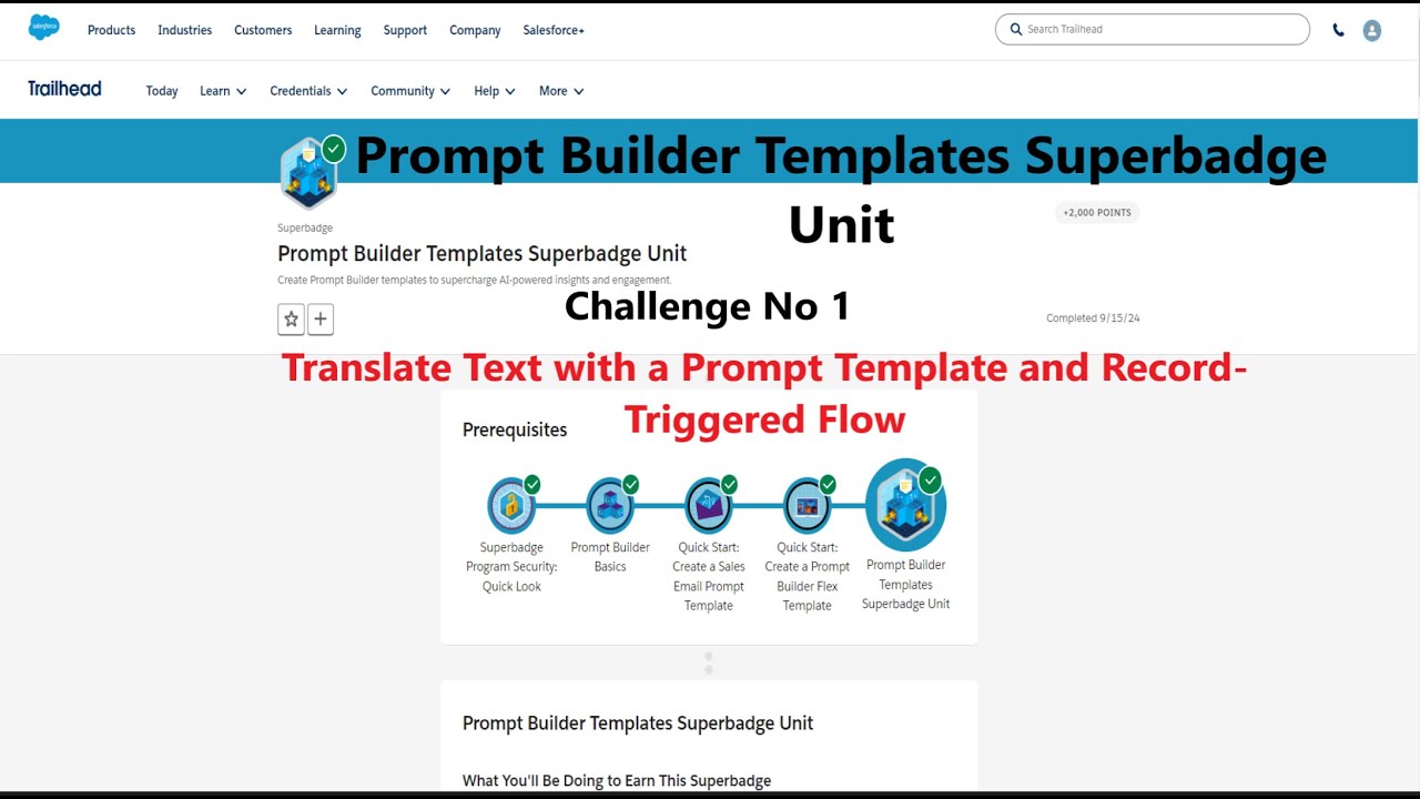Prompt Builder Templates Superbadge Unit Challenge No 1 Youtube