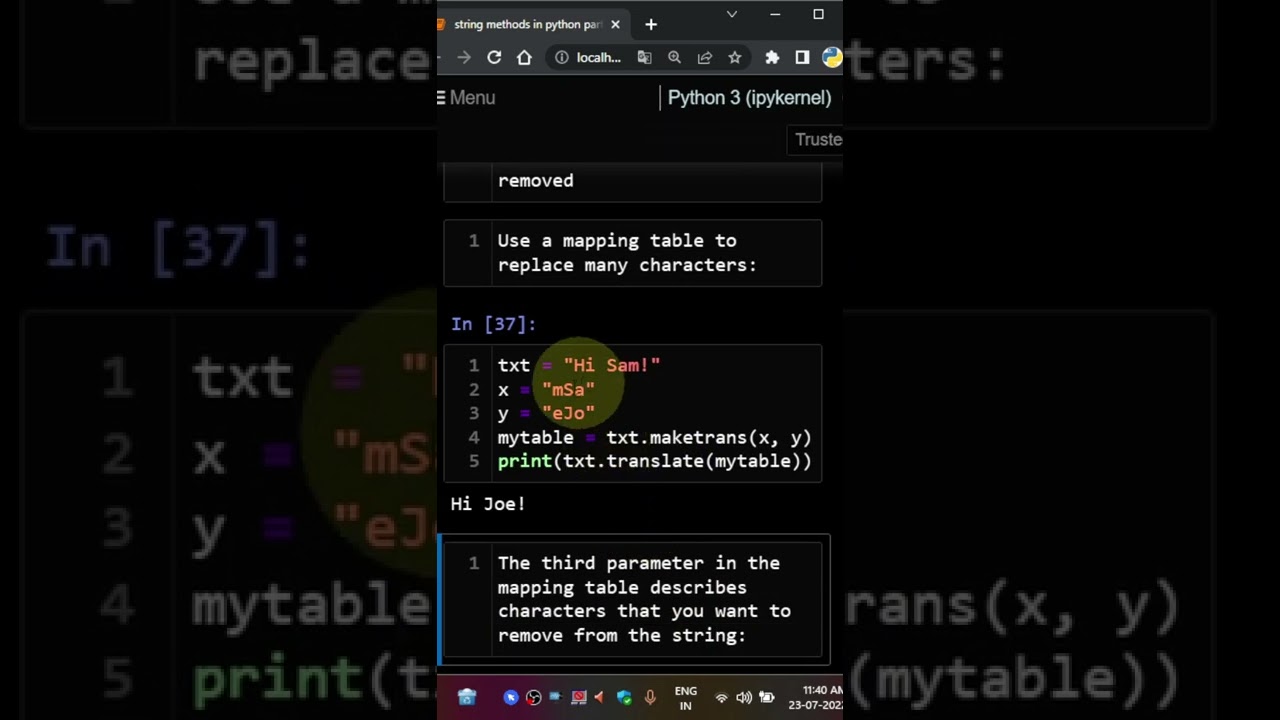 Maketrans Translate String Method Python English Python Shorts Youtube