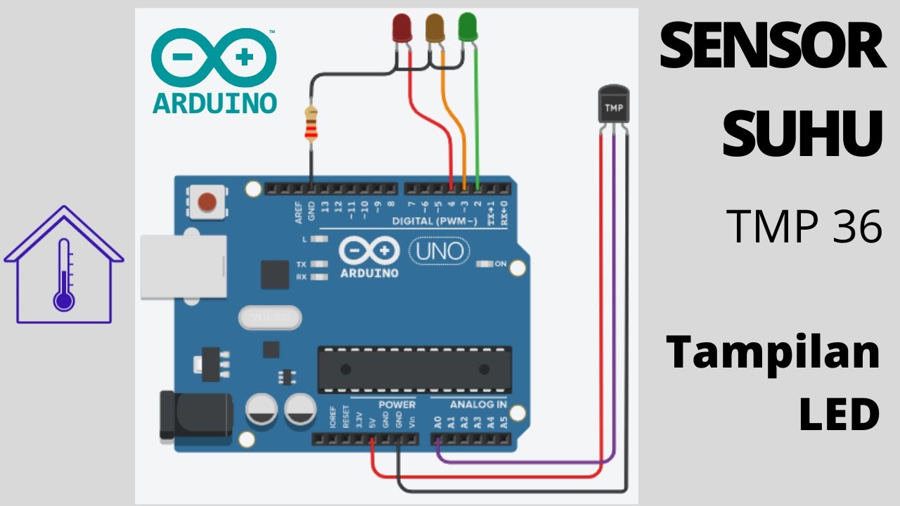35 Simulasi Tinkercad Arduino Sensor Suhu Tmp36 Tampilan Led Youtube