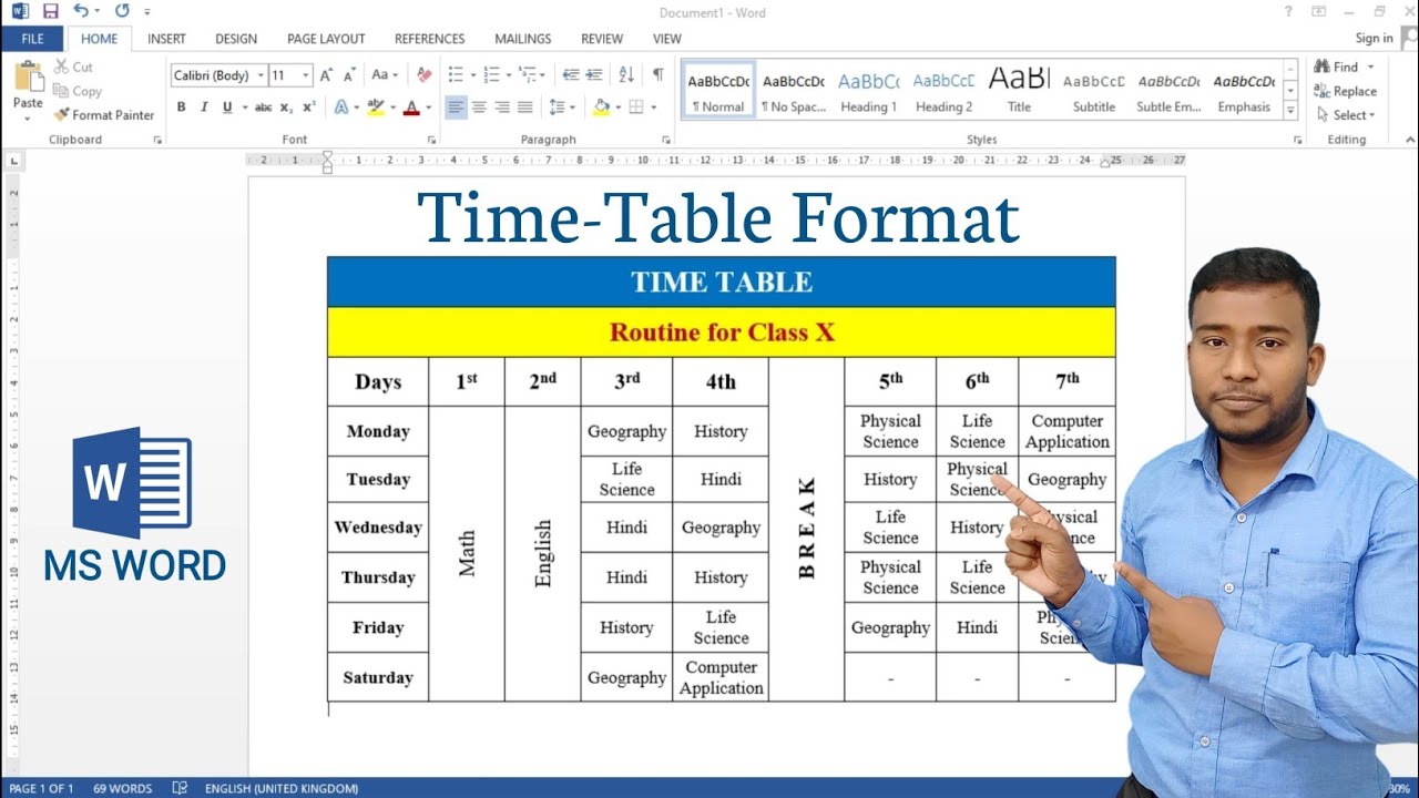 How To Create A Time Table In Ms Word Make A School Time Table Or Daily How To Create A Time Table In Ms Word Make A School Time Table Or Daily