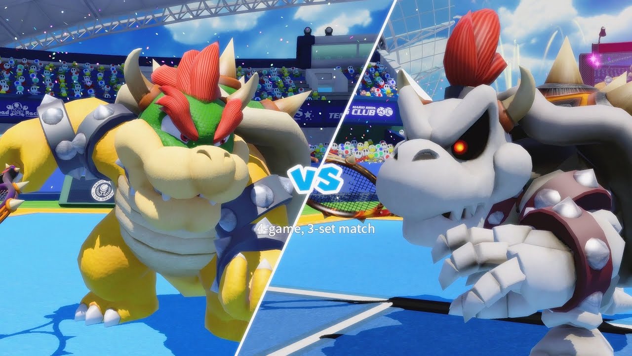 Mario Tennis Ultra Smash Bowser Vs Dry Bowser Youtube
