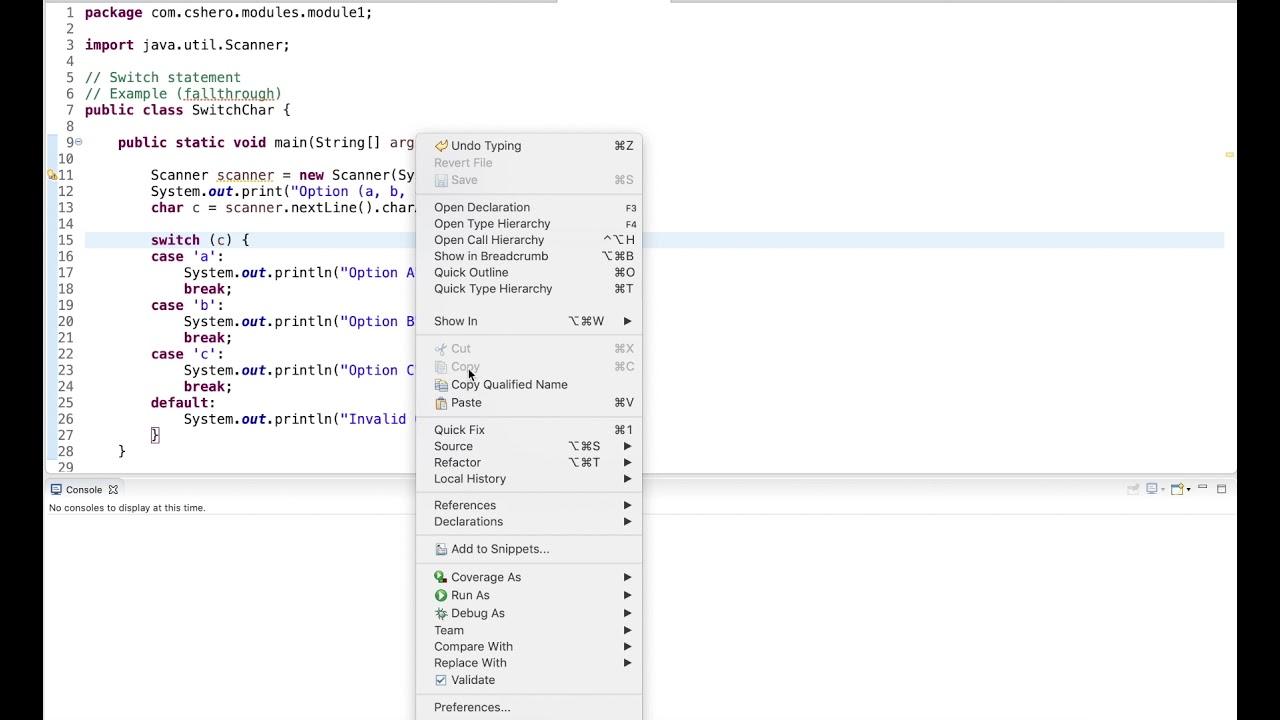 Java Tutorial Switch Statement Char Youtube