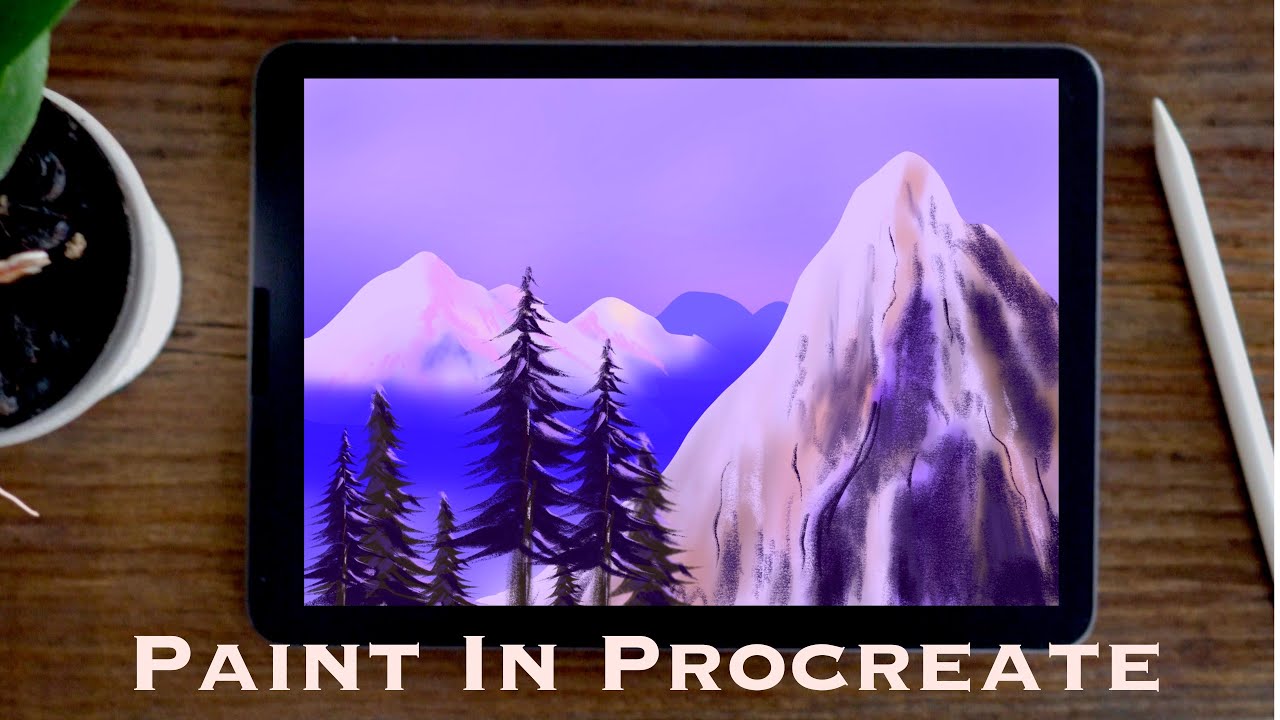 Draw Mountains Pine Trees In Procreate Ipad Painting Tutorial Paint