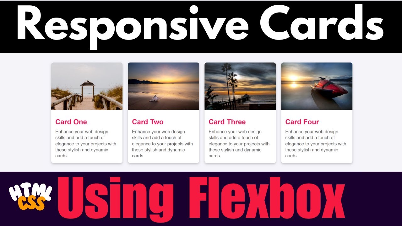 Css Flexbox Responsive Cards Html Css Card Design Youtube