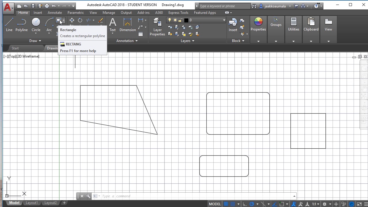 Autocad Rectangle Youtube