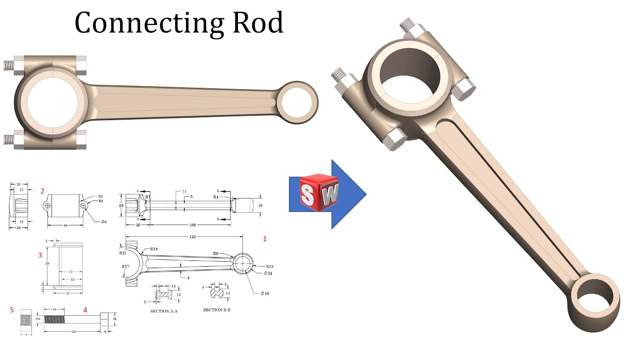 Connecting Rod Solidworks Connecting Rod Assembly 3d Cad Model