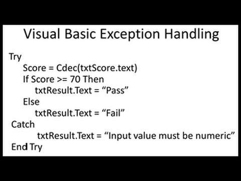 Visual Basic Exception Handling Youtube