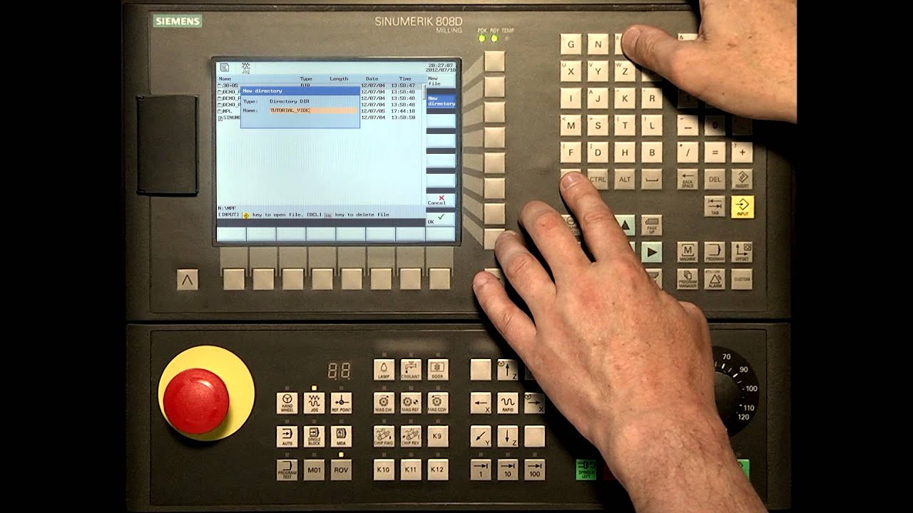 Sinumerik 808d Tutorial Milling Part 8 Opening A New Program Youtube