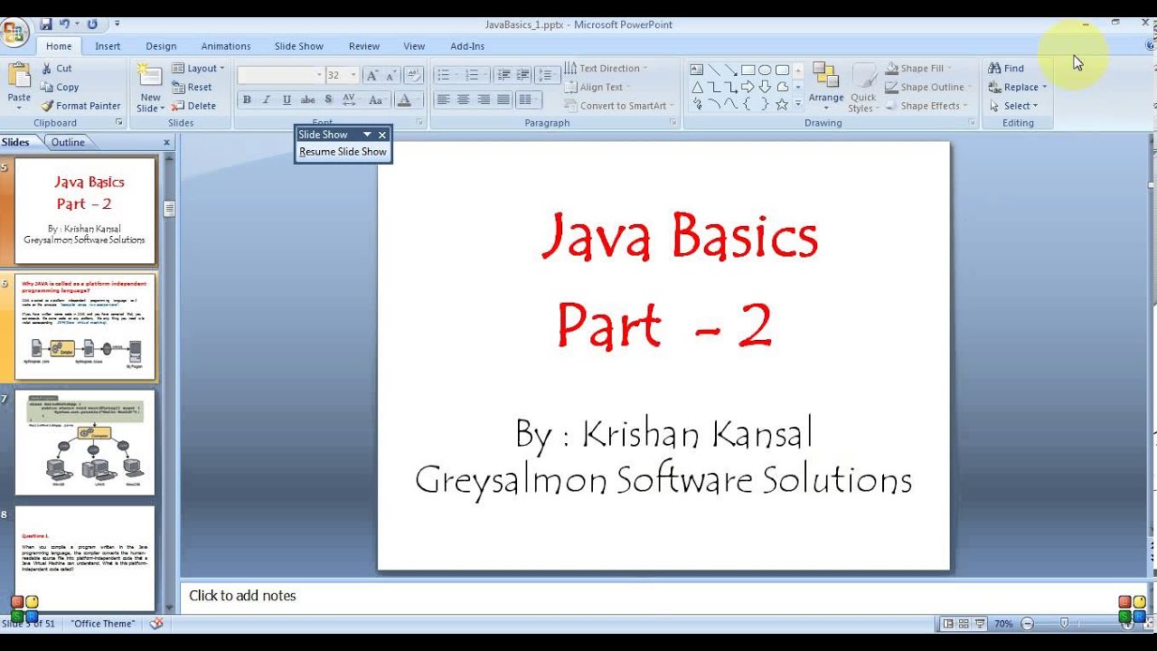 Core Java Tutorial 2 Java Basics By Greysalmon Soft Solutions
