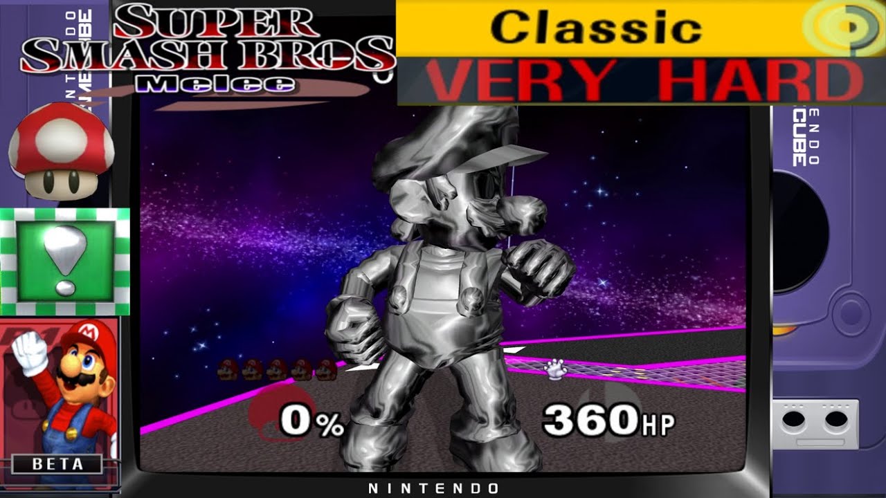 Super Smash Bros Melee Classic Mode Gameplay With Giant Metal Mario
