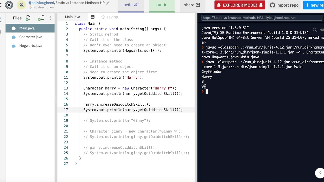 Static Vs Instance Methods In Java Youtube