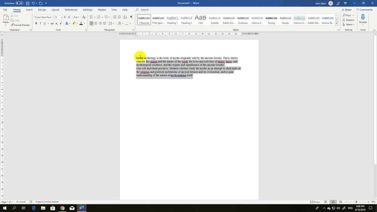 Microsoft Word Tutorial Fix Spelling Errors Youtube