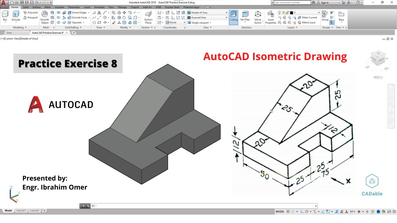 Autocad Practice Drawings Learn Cad Autocad 3d Practice Exercise 79