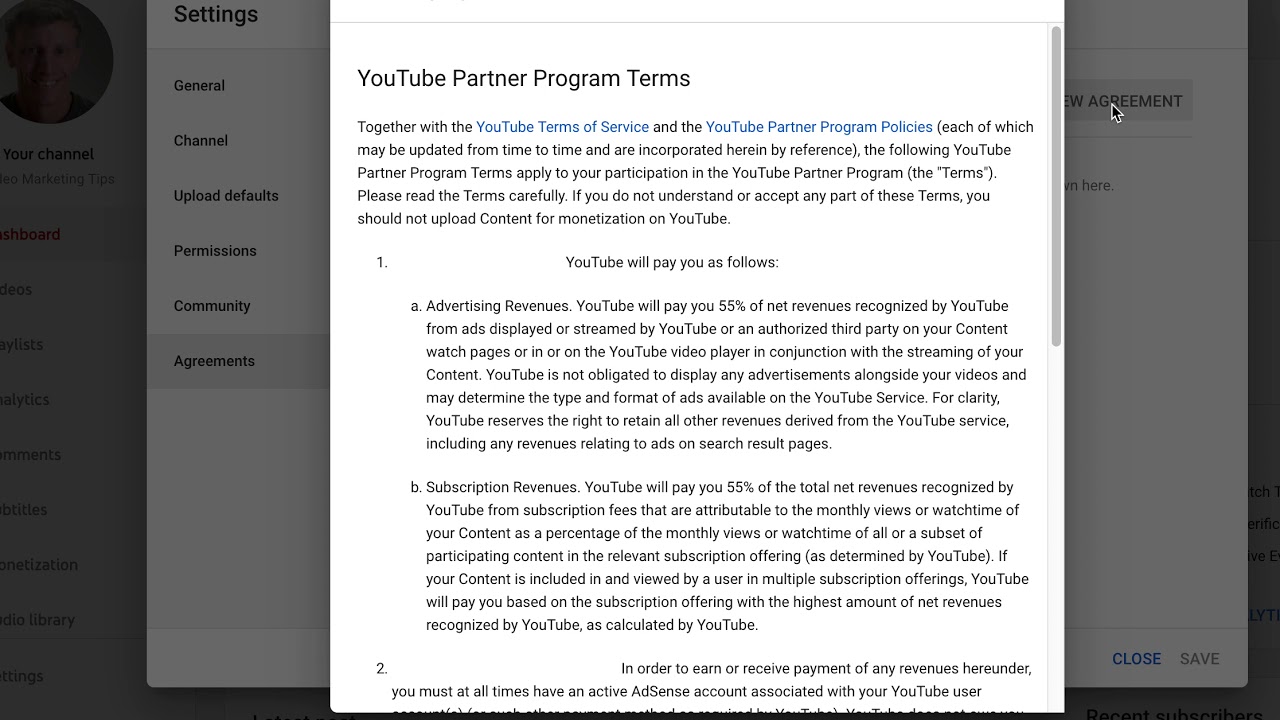 Agreements Option Available In Youtube Settings Youtube