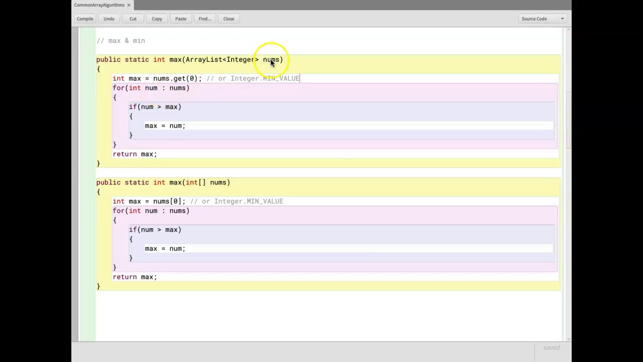 Common Array Algorithms Max Min Youtube