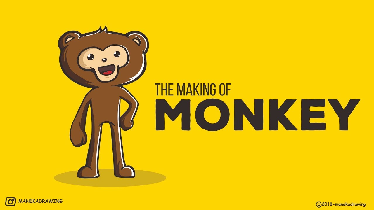How To Draw Monkey In Adobe Illustrator Speed Drawing Tutorial Youtube