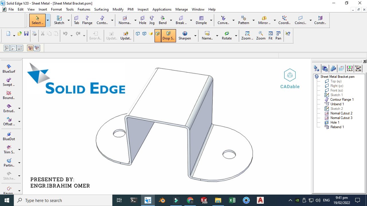 Sheetmetal Bracket Solid Edge Solid Edge Sheet Metal Tutorial Sheet