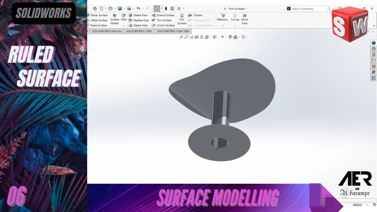 Ruled Surface Surface Modelling Solidworks Tutorial Stage 06 Eng