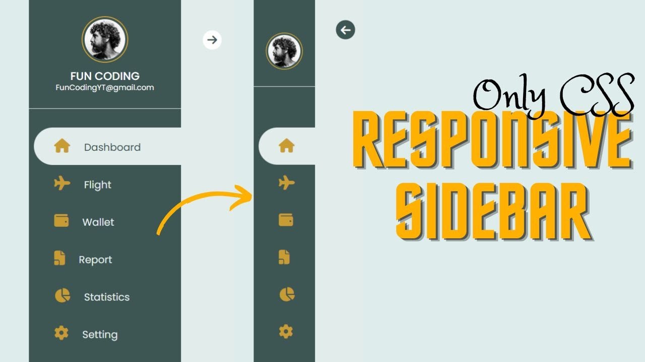 Responsive Sidebar Using Only Html Css Animated Sidebar Menu Youtube