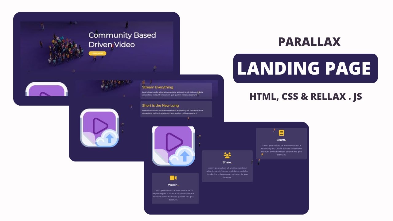 Parallax Landing Page Using Html Css Rellax Js Youtube