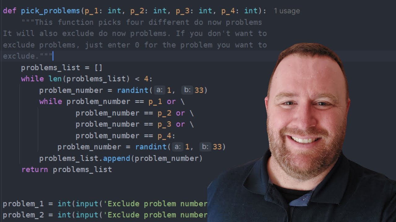 Python Selecting 4 Random Numbers Youtube