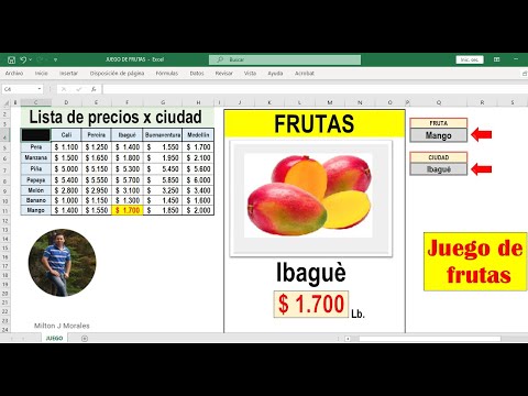 Juego De Frutas Dinámico Creado En Excel Base Lista De Precios En