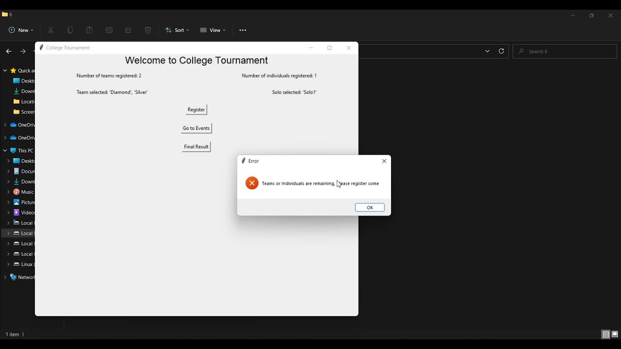 Basic Tournament Management Project Python Tkinter Projects Youtube