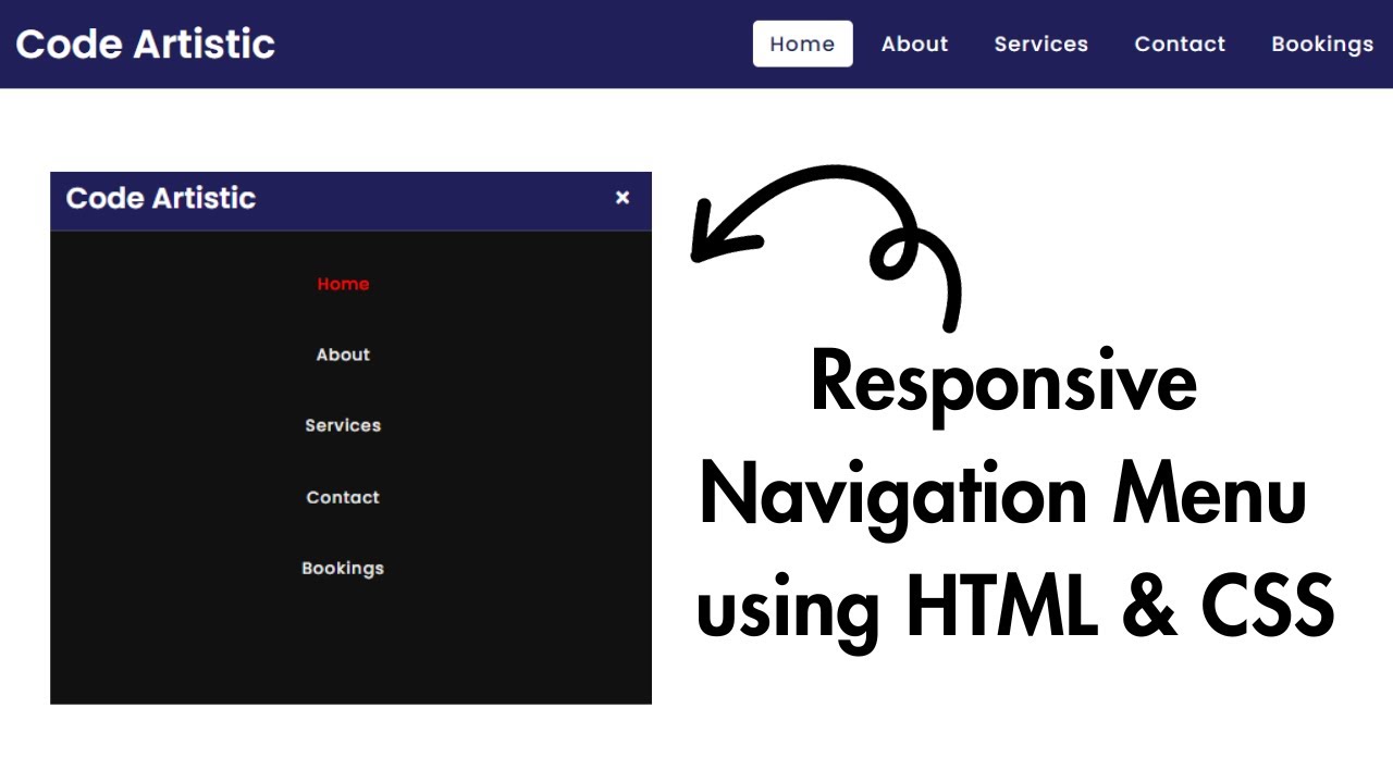 Responsive Navigation Menu Bar Design Using Only Html And Css Youtube