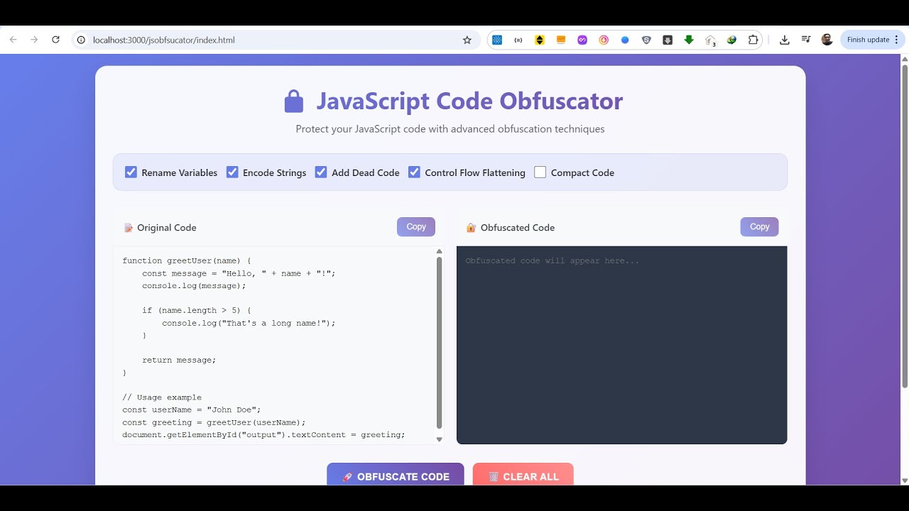 Build A Javascript Html Source Code Obfuscator Tool In Browser To