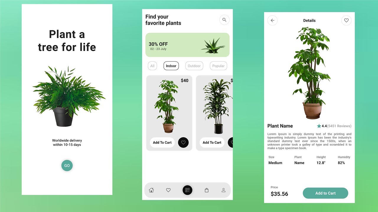 Plant App Ui Design In Flutter Flutter Ui Design Speed Code Youtube