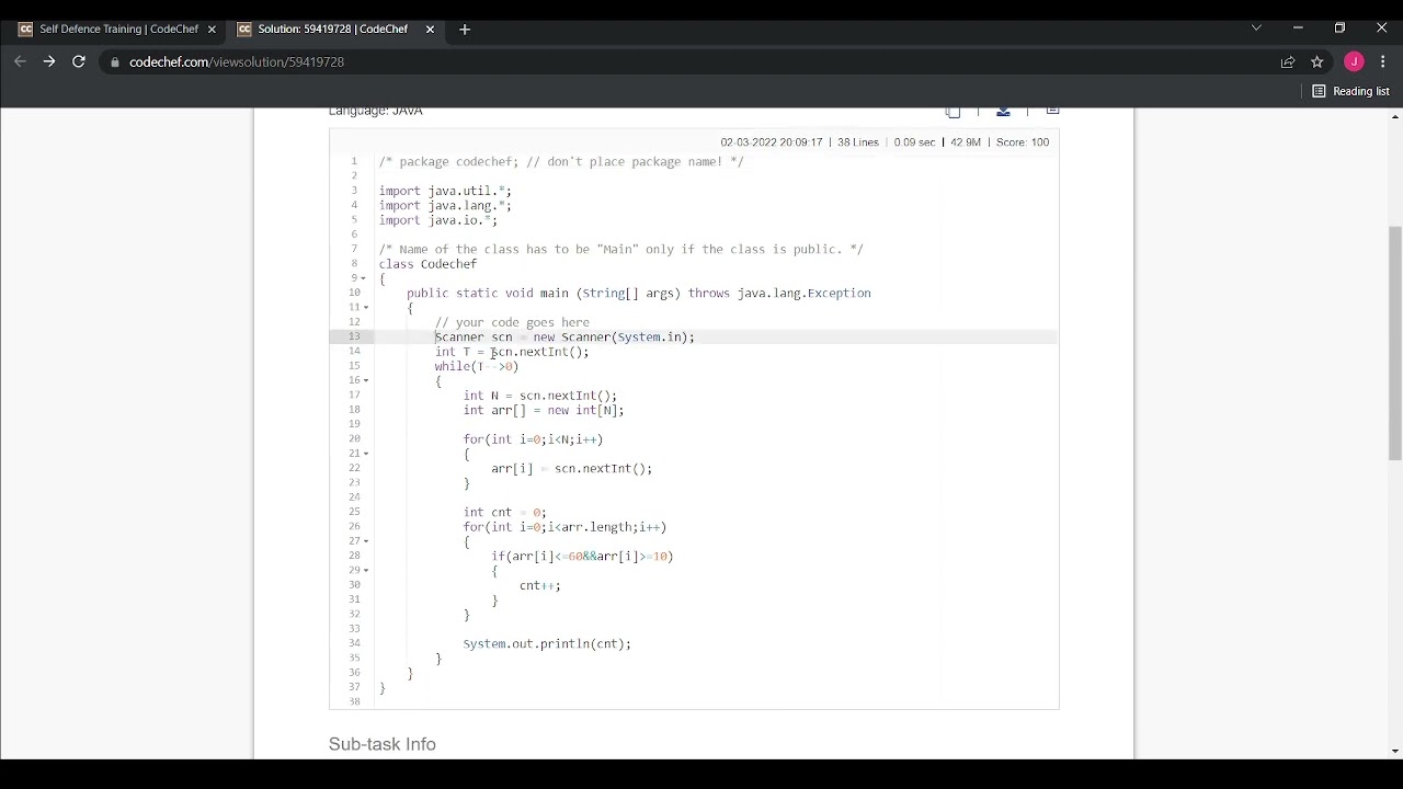 Self Defence Training Codechef Approach Solution Java C Youtube