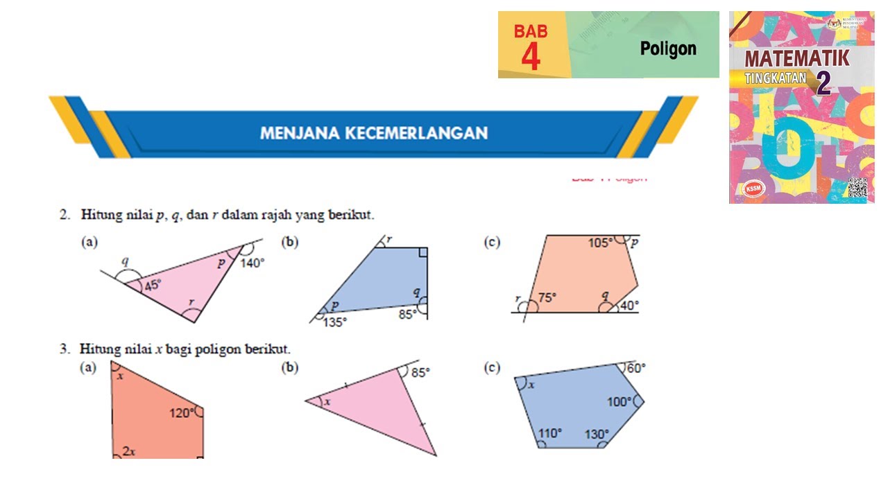 Kssm Matematik Tingkatan 2 Bab 4 Poligon Menjana Kecemerlangan No2 No3