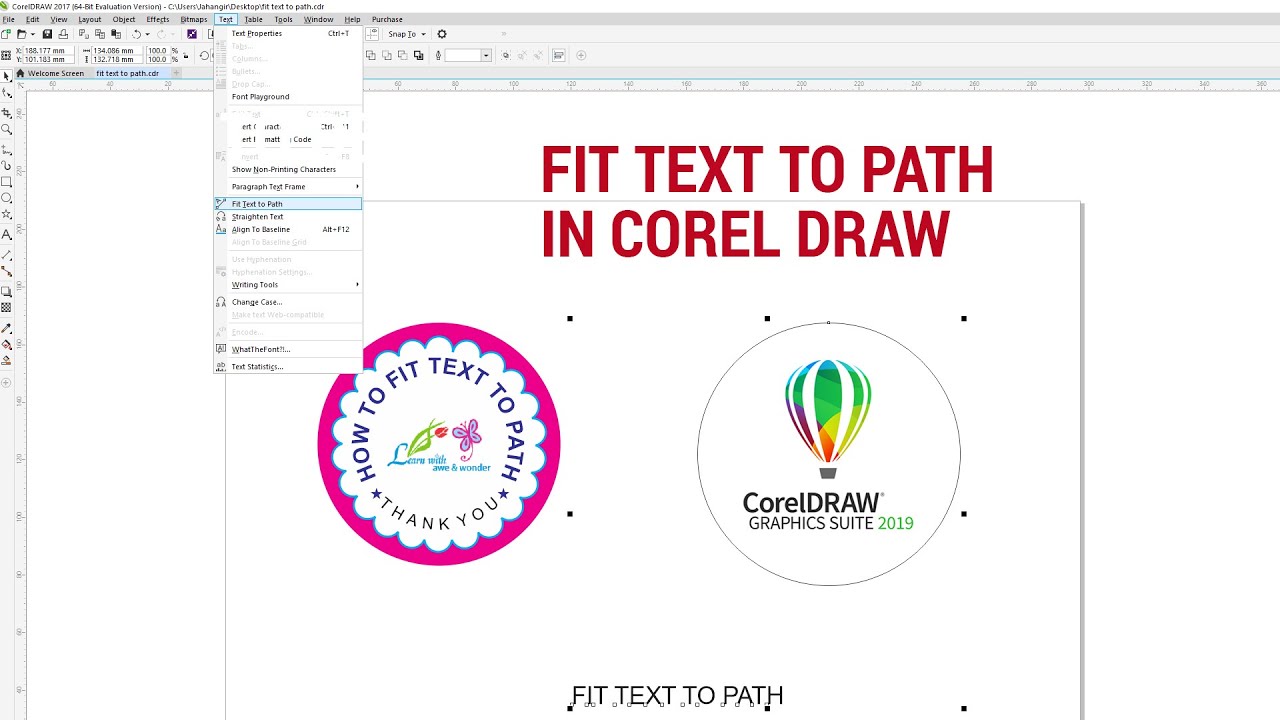 Fit Text To Path In Coreldraw 2021 Corel Draw Text Tips Youtube