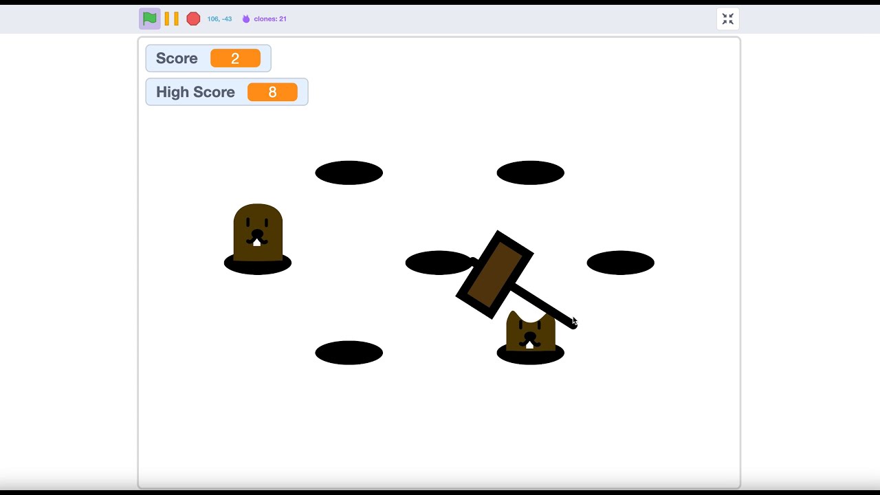 How To Make A Whack A Mole Game In Scratch Scratch Tutorial Youtube