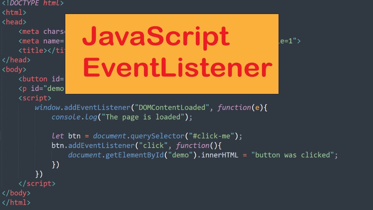 Javascript Tutorials Event Listener Youtube