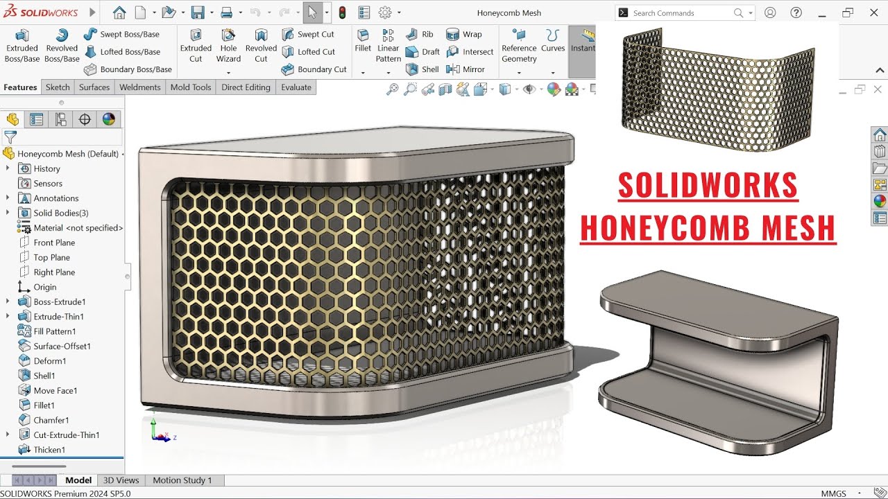 Solidworks Tutorial Step By Step Realistic Honeycomb Mesh Modeling