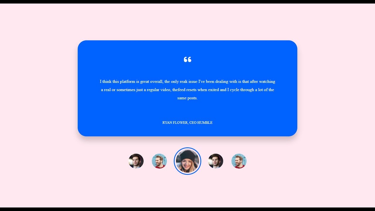 Animated Testimonial Slider Html Css Javascript Youtube