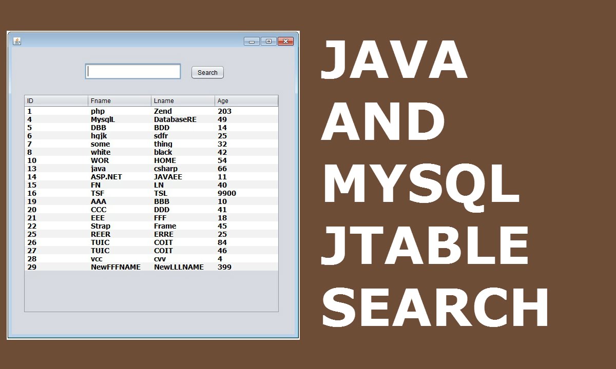 Java How To Import Data From Mysql To Jtable Through C Java Php