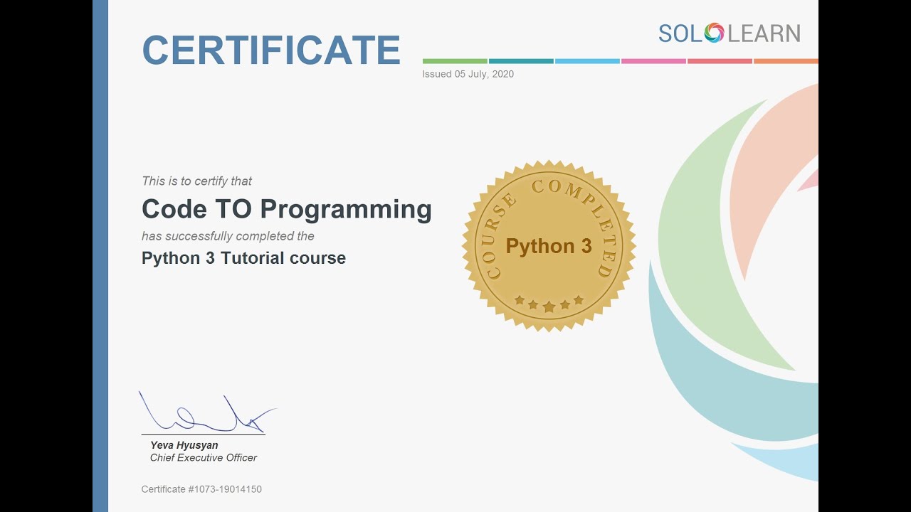 Sololearn Free Certificate Courses Free Python 3 Programming Courses