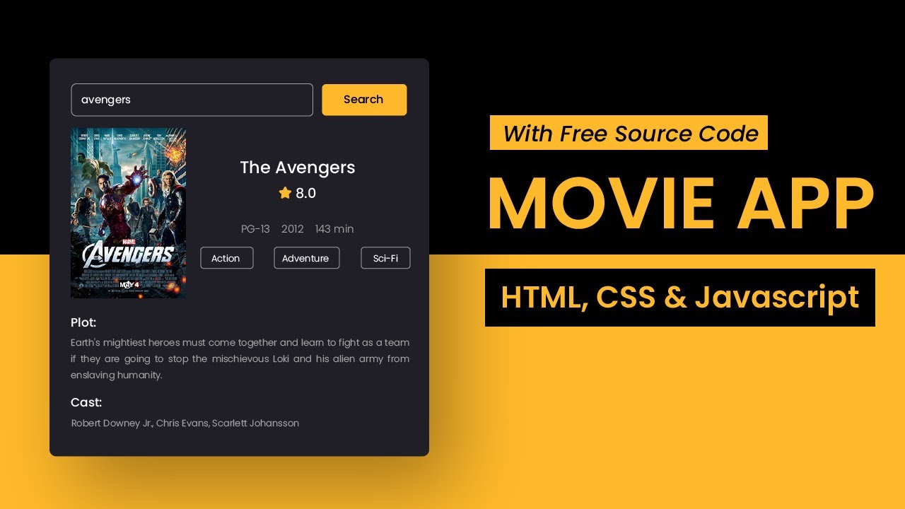 Movie Guide App With Javascript Html Css Javascript Youtube