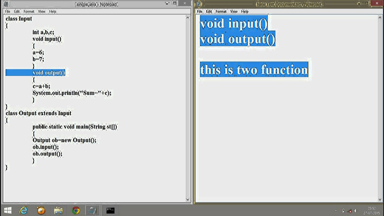 Single Level Inheritance In Java Program Youtube