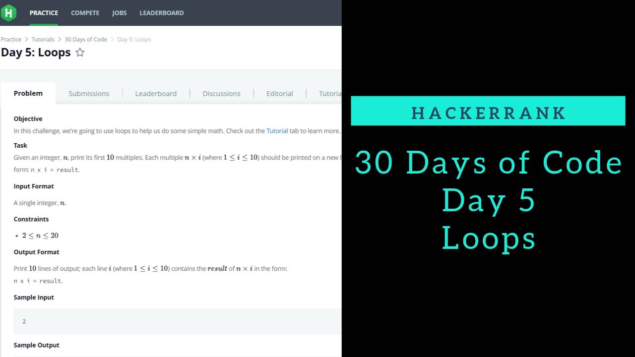 Loops Hackerrank Day 05 Python Youtube