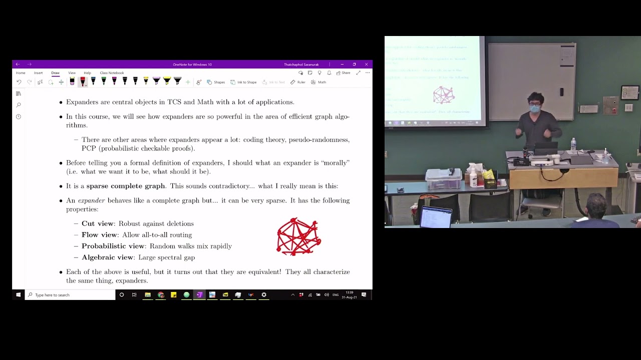 Lecture 1 1 8 31 2021 Introduction Definitions Of Expanders Youtube
