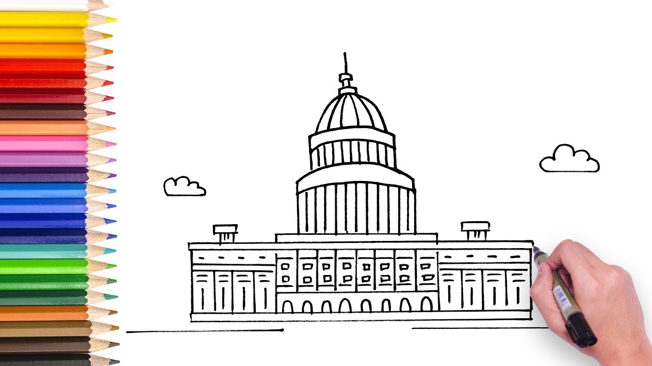 Learn How To Draw Us Capital Building Video For Kids To Learn Drawing